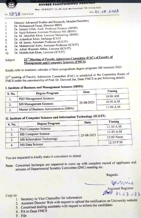 The University of Agriculture, Peshawar-Pakistan